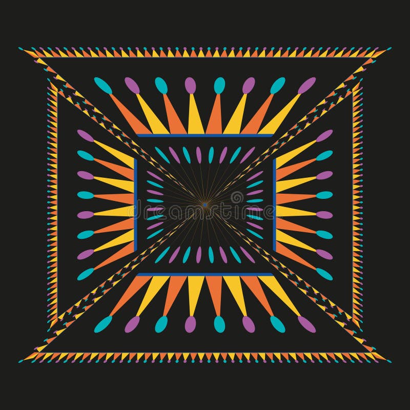 Geometric Triangle Burst. Symmetric Arrow Pattern. Multicolor Dot Decor ...