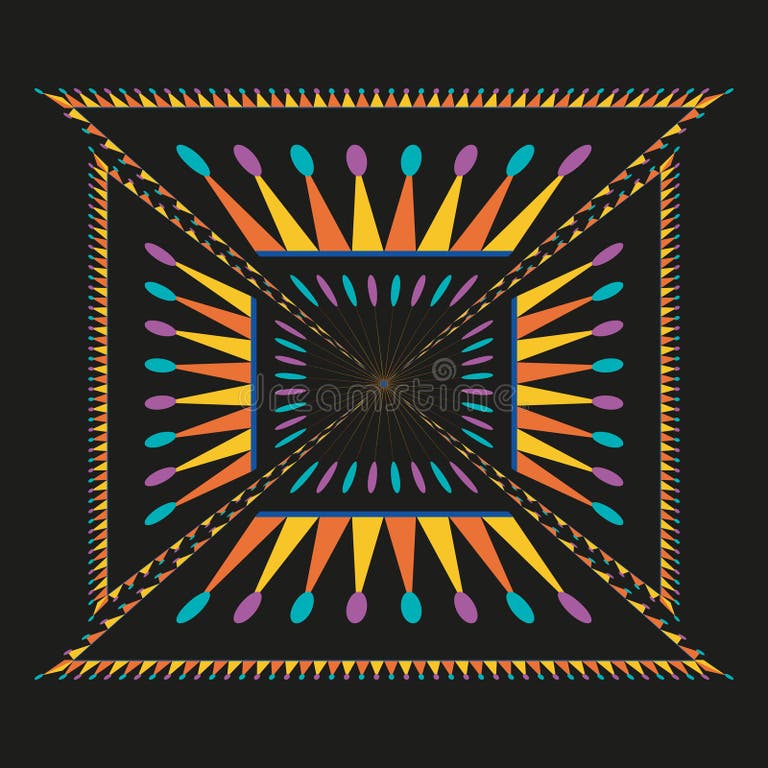 Geometric Triangle Burst. Symmetric Arrow Pattern. Multicolor Dot Decor ...