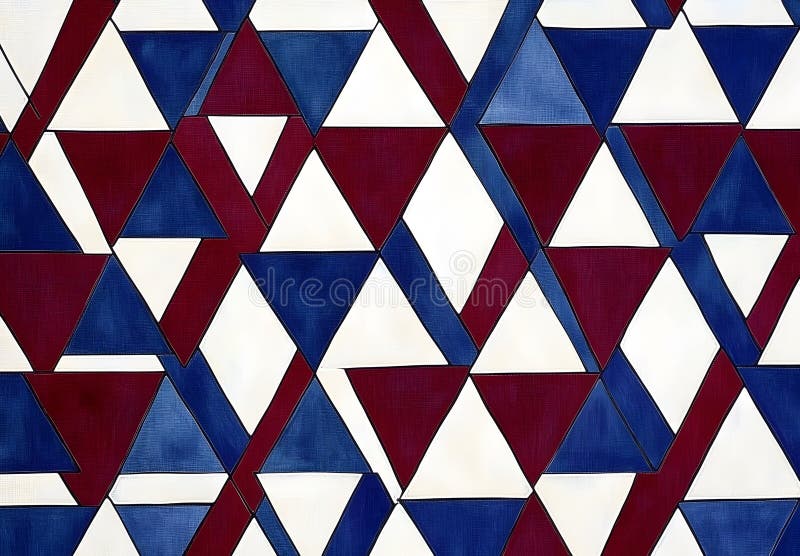 Geometric Triangle Fabric Pattern in Blue, Maroon, and White Stock ...