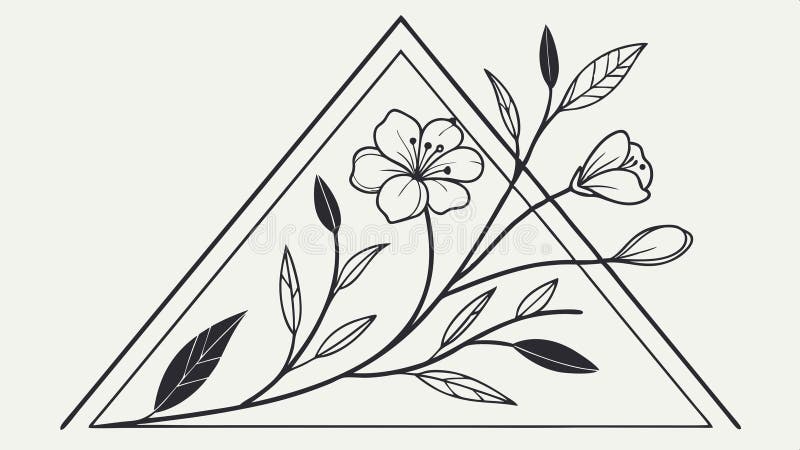 Geometric Triangle with Floral Design, Art Element Nature Geometry ...
