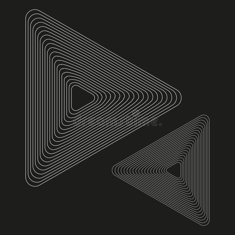 Geometric Triangle Icon. Concentric Line Effect. Black Background ...