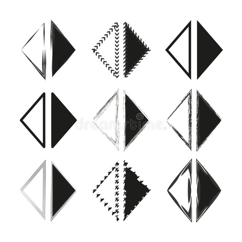 Geometric Triangle Icons. Abstract Shapes Variations. Black and White ...