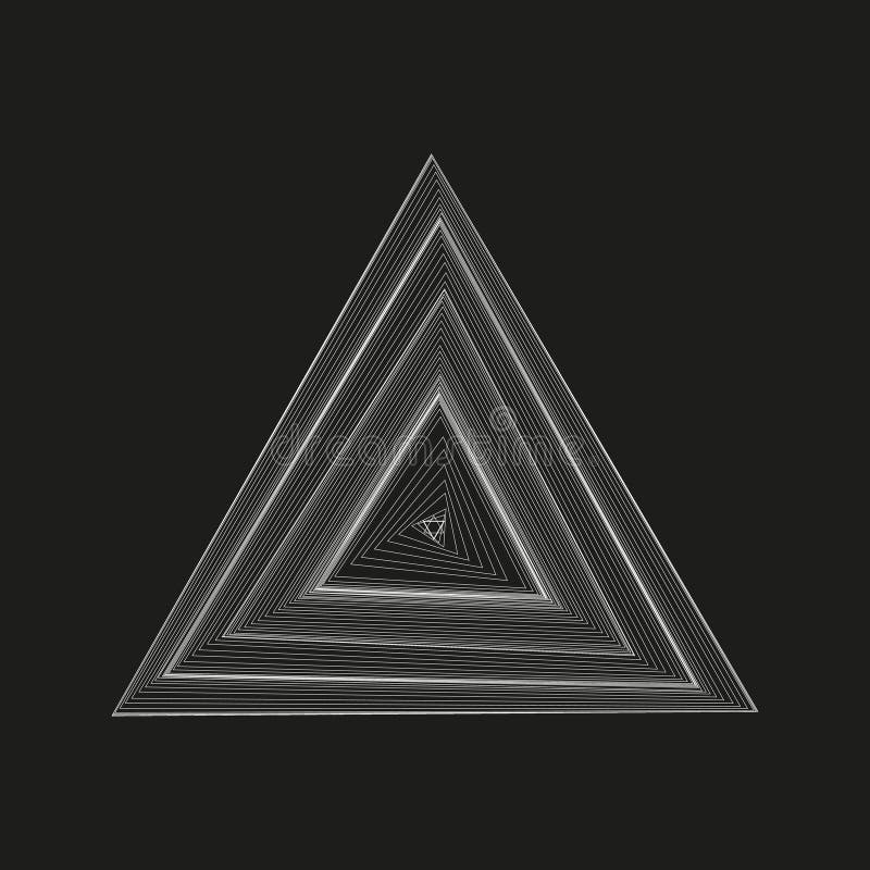 Geometric Triangle Illustration. White Lines Pattern. Optical Illusion ...