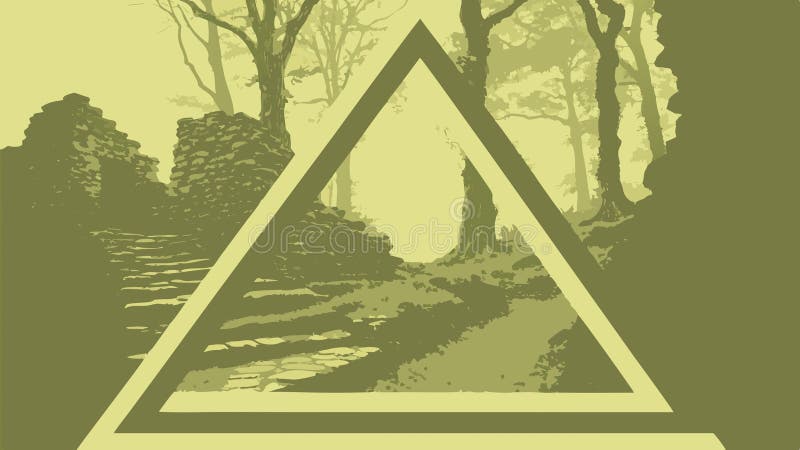 Geometric Triangle Pathway in Lush Forest Setting, Vector Design ...