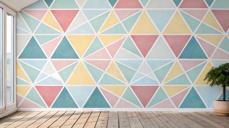Geometric Triangle Pattern Wall Design, Stock Photo, Generative AI ...