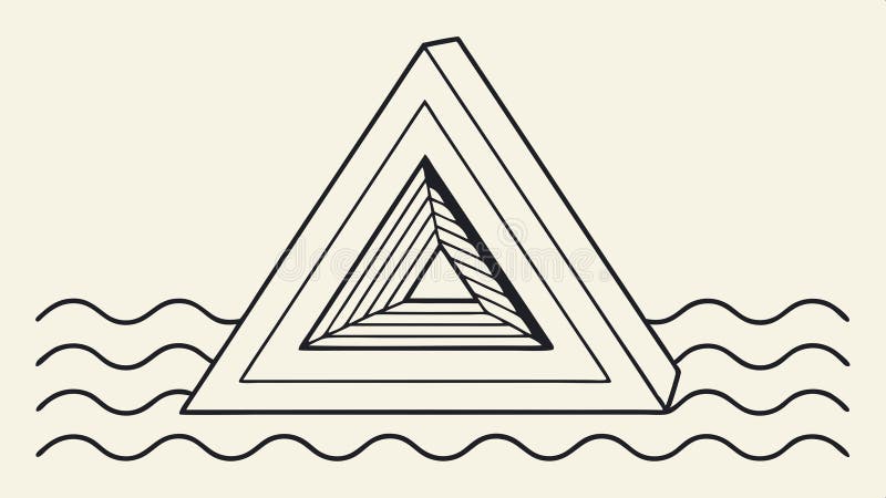 Geometric Triangle Shape Over Stylized Ocean Waves Vector Design ...