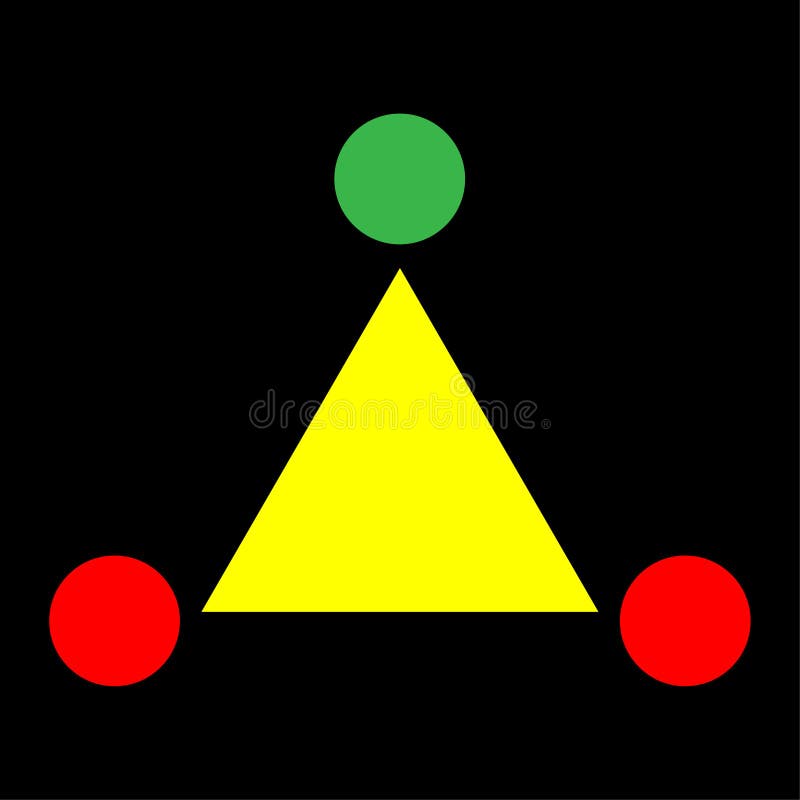 Geometric Triangle Shape. Red Green Circles. Abstract Composition ...