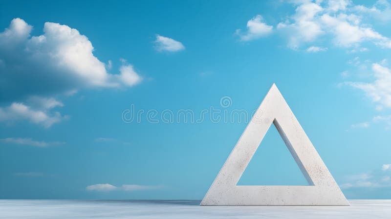 Geometric Triangle Structure Against a Serene Blue Sky with Clouds ...