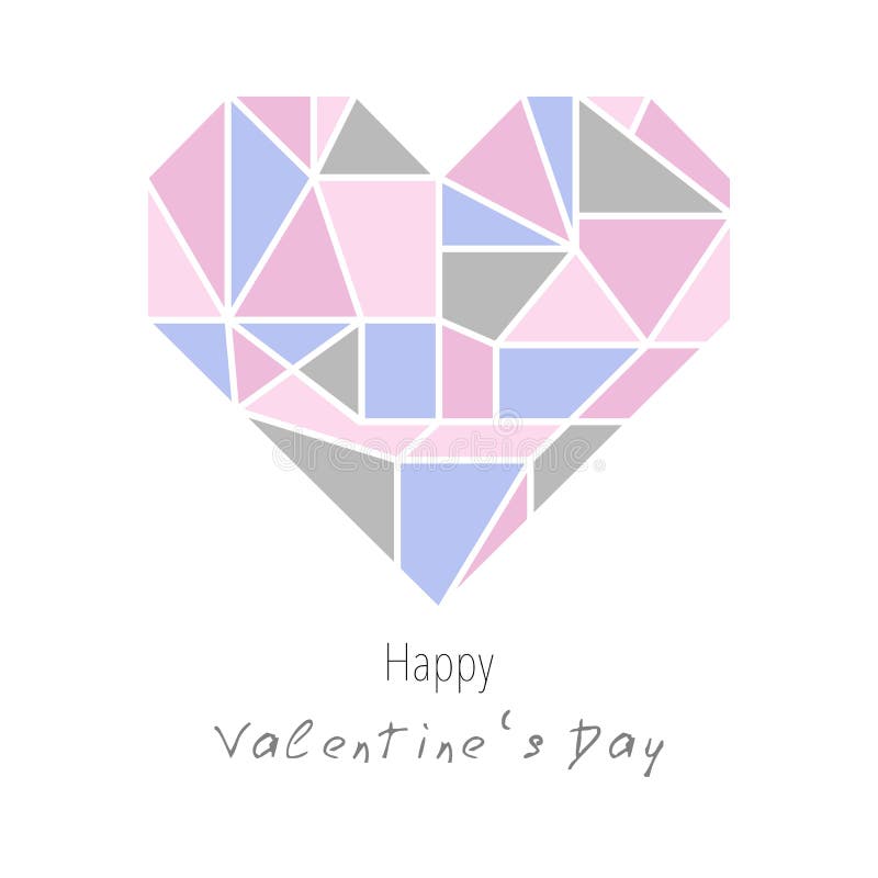 Geometric Triangle Style Heart. Valentines Day Design Card Stock Vector ...