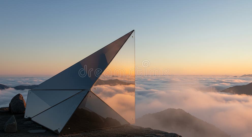 Geometric Triangle at Sunset - Minimalist Architecture & Cloudscape ...