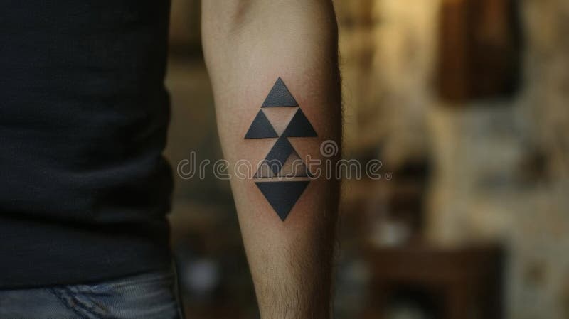 Geometric Triangle Tattoo on Forearm Stock Illustration - Illustration ...