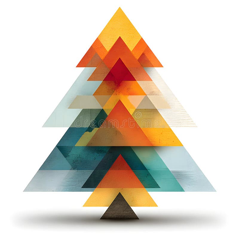 Geometric Triangle Tree Shape with Wood Texture on White Background ...