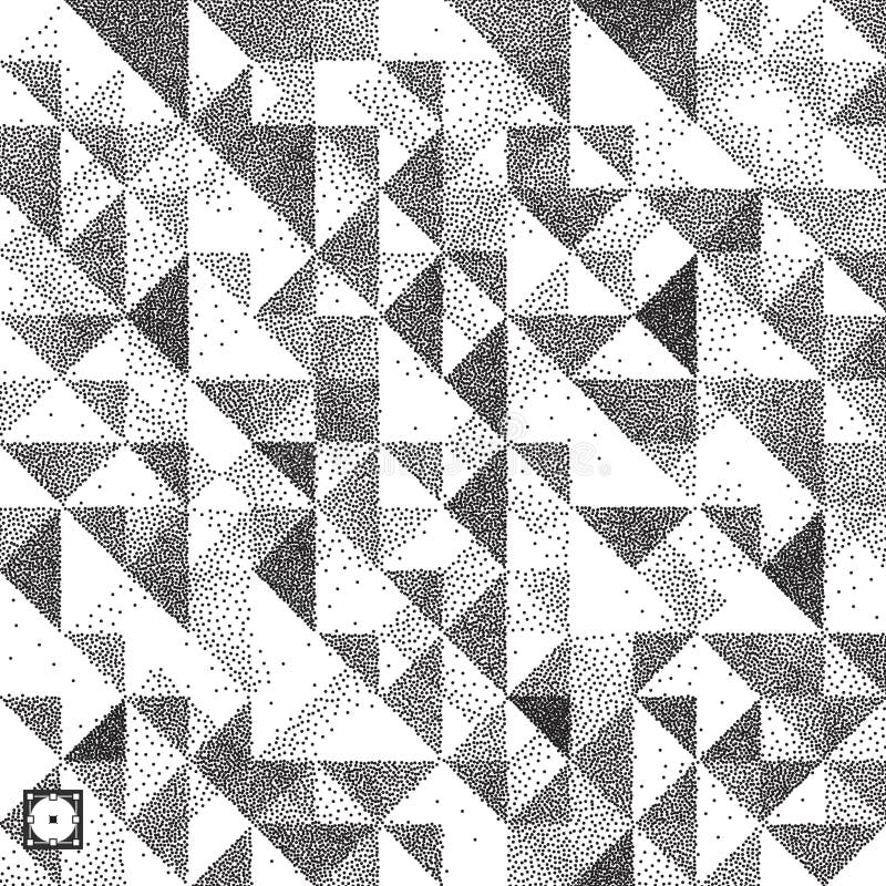 Geometric Triangles Background. Mosaic. Black and White Grainy Dotwork ...