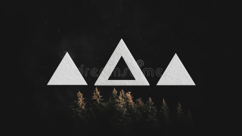 Geometric Triangles Over Forest with Starry Night Sky Stock ...