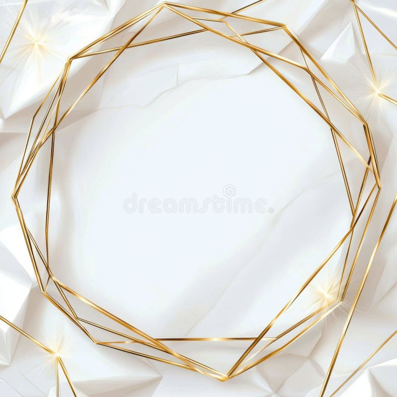 Geometric Triangular Frame in Gold on White Stock Image - Image of ...