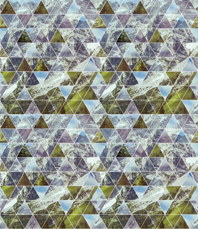 Collage with the Mountains and Forest and the Sacred Geometry Symbol ...