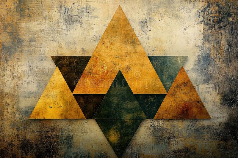 Geometric Triangular Shapes in Various Hues are Artistically Placed ...