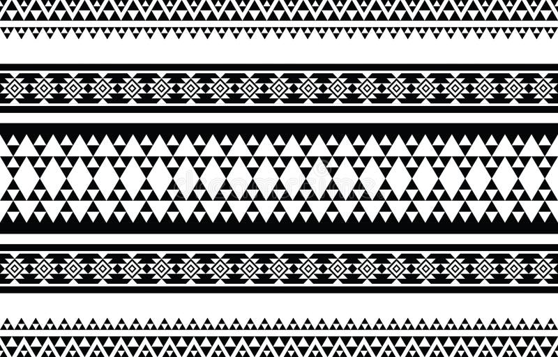 Geometric Tribal Black White Pattern Seamless Design Textile Print ...