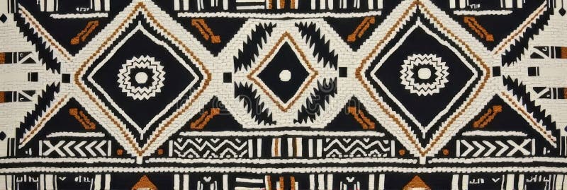 Geometric Tribal Pattern with Black, White, and Brown Diamond Motifs ...