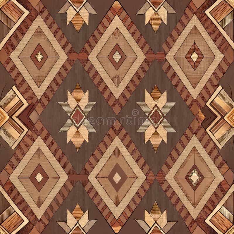 Geometric Tribal Pattern with Earth Tones and Diamond Shapes Stock ...