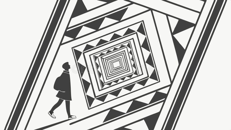 Geometric Tunnel Pattern, Perspective View with Repeating Shapes and ...