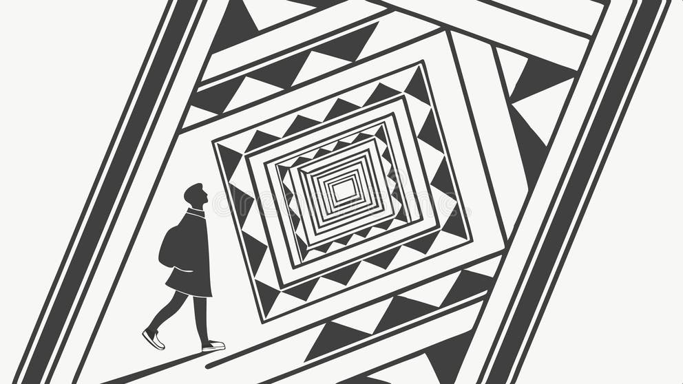 Geometric Tunnel Pattern, Perspective View with Repeating Shapes and ...