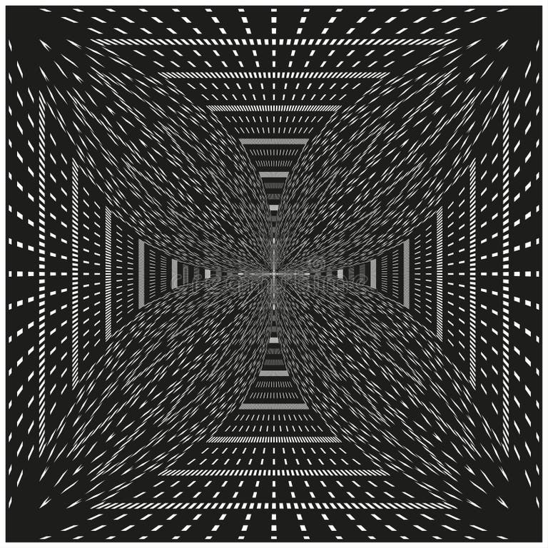 Geometric Tunnel Shape. Deep Square Illusion. Black Perspective Vector ...