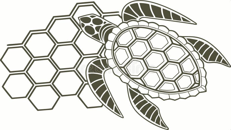 Geometric Turtle with Honeycomb Shell Pattern, Vector Design Generative ...