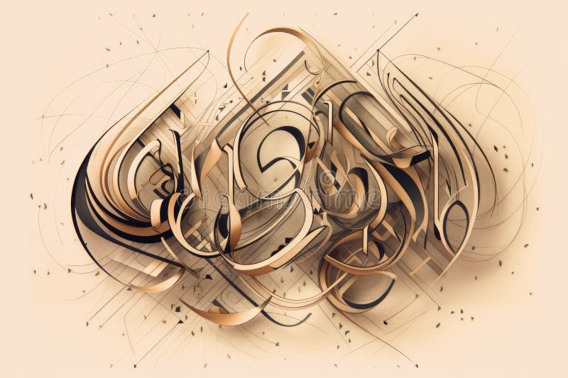 Geometric Typeface in Calligraphic Script, with Flowing Lines and ...