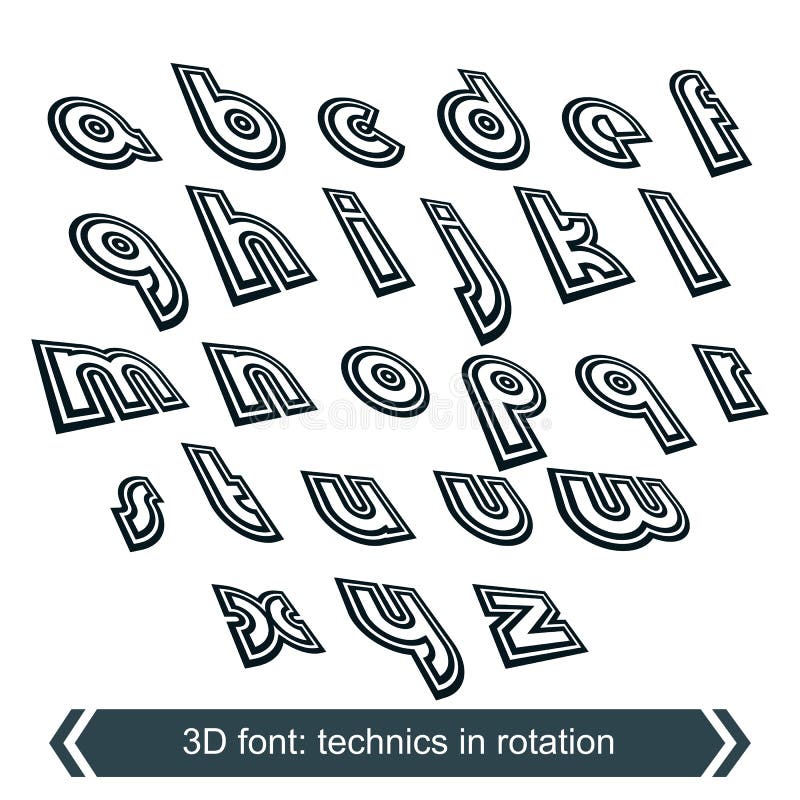 Small Dimensional Shift Letters with Rotation Effect Stock Vector ...