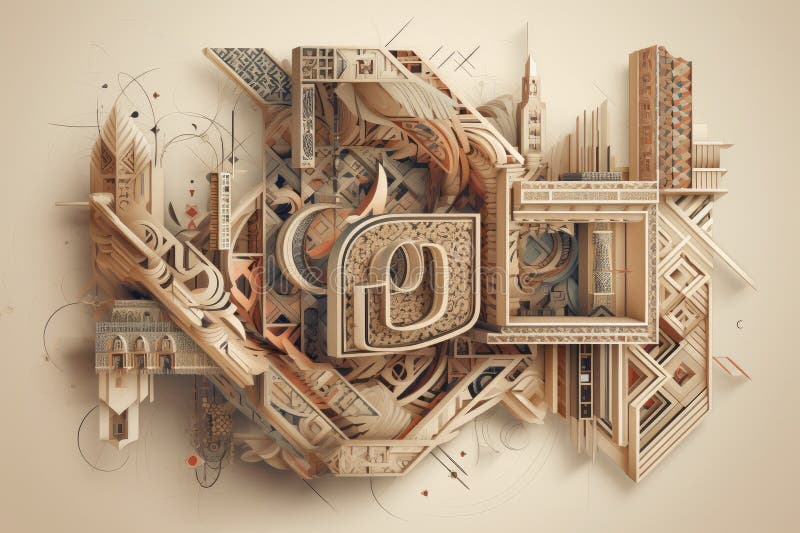 Geometric Typography Illustration with Simple Black and White Color ...