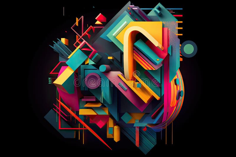 Geometric Typography Illustration with Simple Black and White Color ...