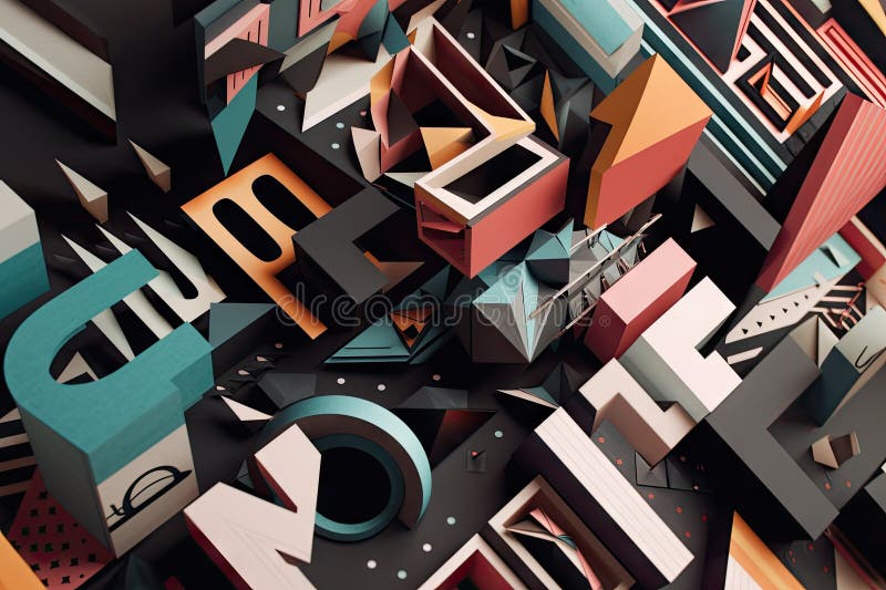 Geometric Typography with a Mix of Different Typefaces and Styles Stock ...