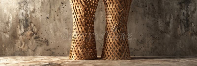 A Geometric Umbrella Stand with a Woven Pattern in Earthy Tones Stock ...