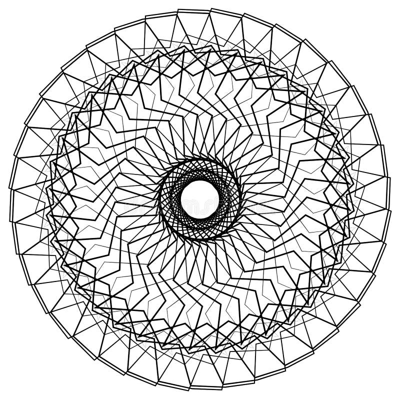 Geometric Uncolored Mandala Element Stock Vector - Illustration of ...