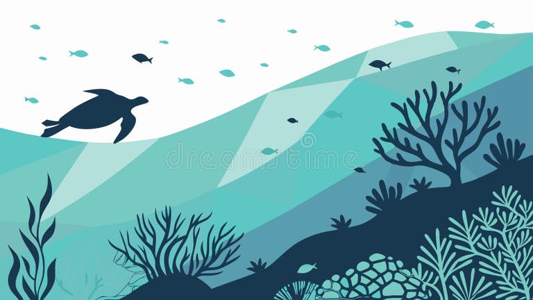 Geometric Underwater Scene Elements Vector, Vector Design Generative AI ...