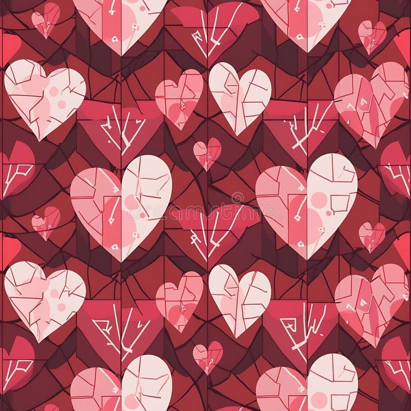 Geometric Valentines Heart Seamless Pattern Stock Illustration ...