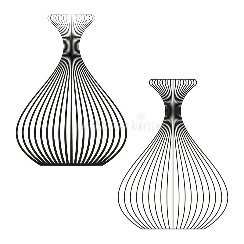 Geometric Vase Shapes. Striped Vessel Forms. Vector Container Design ...