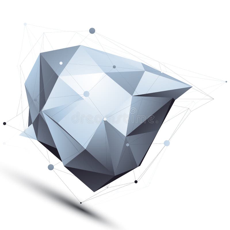 Geometric Vector Abstract 3D Complicated Lattice Object, Silver Stock ...