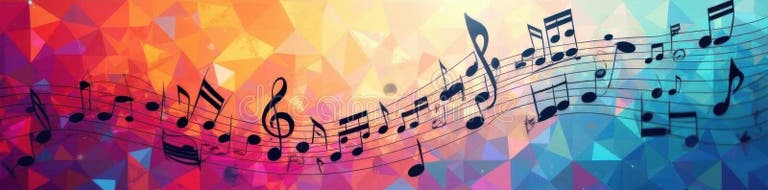 Geometric Vector Background with Repeating Music Notes and Staffs ...