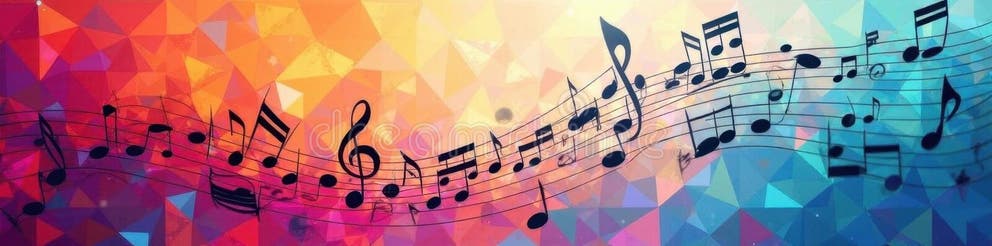 Geometric Vector Background with Repeating Music Notes and Staffs ...