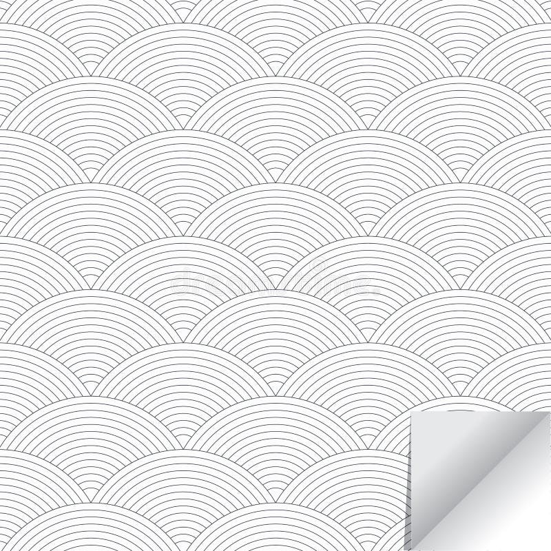 Geometric Vector Pattern Repeating Linear Half Circle Fan in Monochrome ...