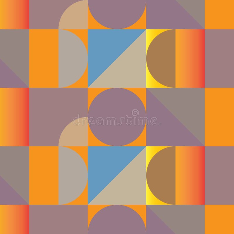 Geometric Vector Pattern, Repeating Square Circle and Half Circle in ...