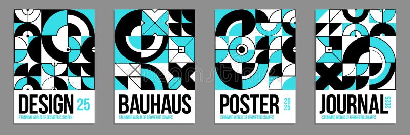 Geometric Vector Posters and Covers in Bauhaus Style, Layout for ...