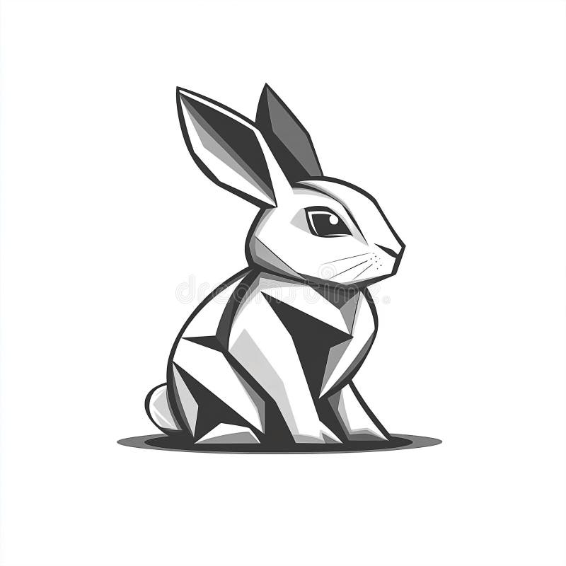 Geometric Vector Rabbit Logo in a Graphic Design Style with Minimalist ...
