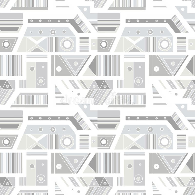 Geometric Vector Seamless Grey Pattern with Different Geometrical Forms ...