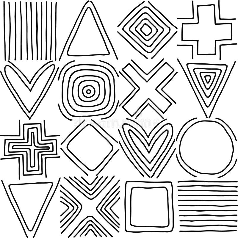 Geometric Vector Seamless Pattern with Different Geometrical Hand Drawn ...