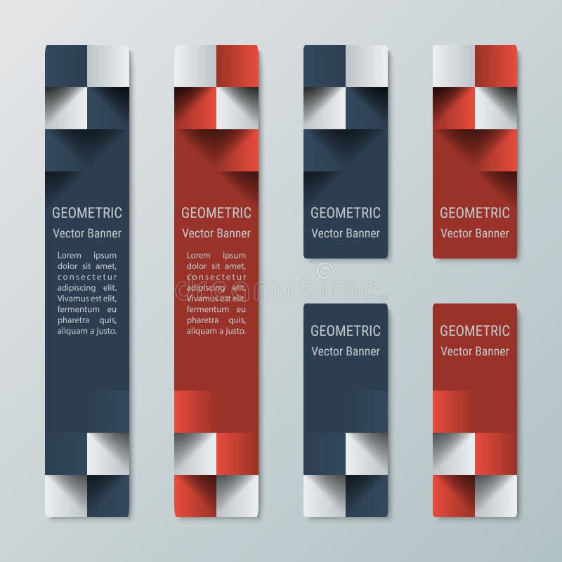 Geometric Narrow Horizontal Banners with the 3D Effect for Business ...
