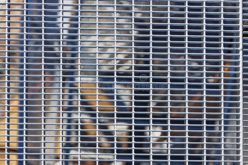 Geometric View of Metal Construction Platform and Window Grid on High ...