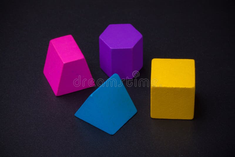 Geometric Volume Blocks on Blackboard Stock Image - Image of icon ...
